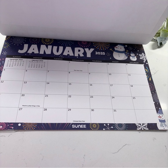 Office | Navy Blue Office Calendar With Large January Header And Moon ...